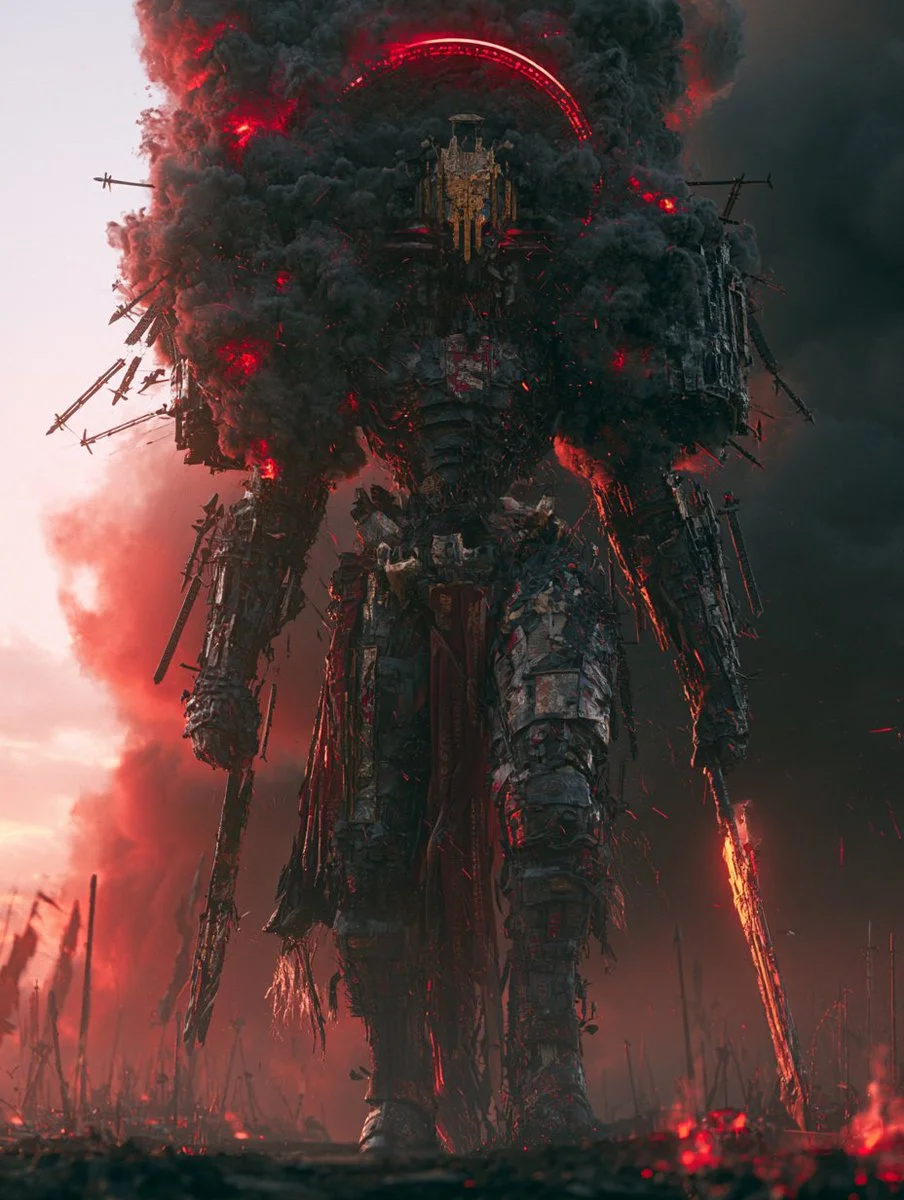 The Frost Sovereign rises amid burning battlefield smoke and golden ...